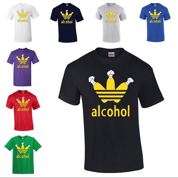 Shirts | Alcohol Beer Bottles Graphic Tshirt Adidas Logo | Poshmark